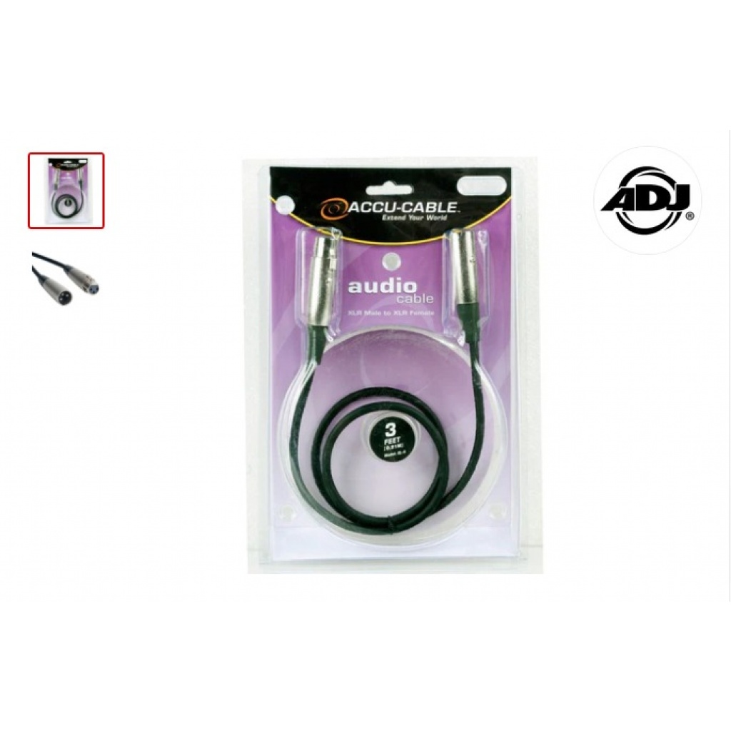 American DJ XL-3 Accu-Cable XLR Microphone Cable 3 Feet - SP Nation